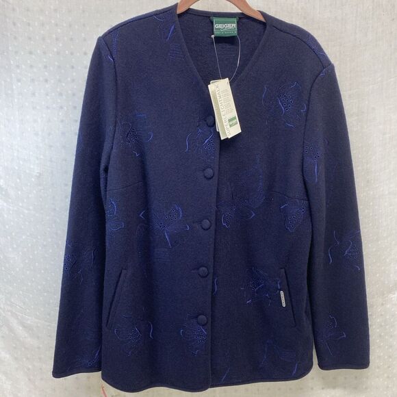 geiger | Jackets & Coats | Geiger Blue Wool Jacket Austria Sz 42 2 ...